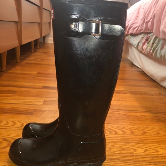 Hunter | Shoes | Original Black Tall Gloss Hunter Boots | Poshmark